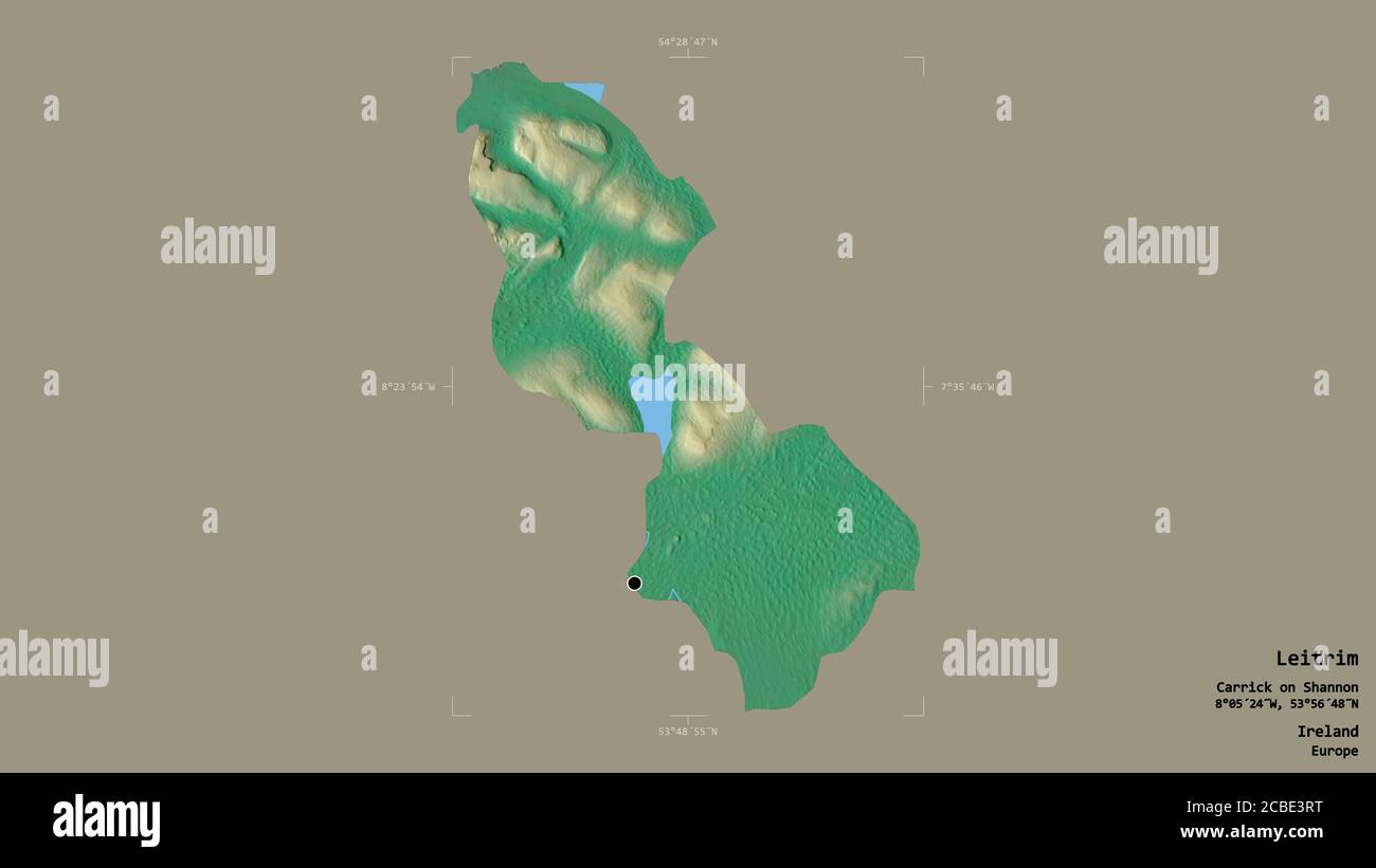 Area of Leitrim, county of Ireland, isolated on a solid background in a ...