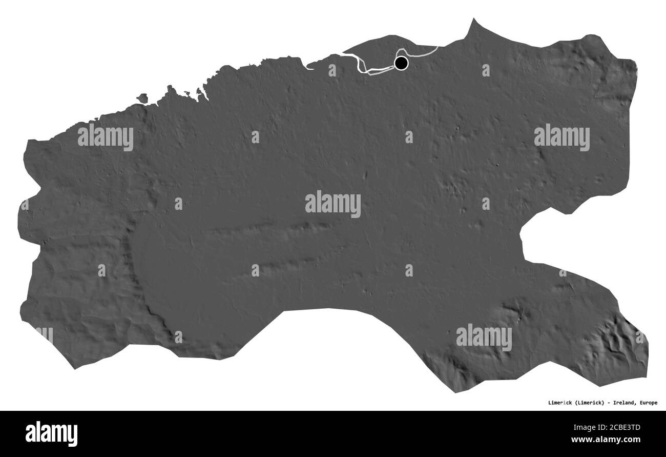 Shape of Limerick, county of Ireland, with its capital isolated on ...