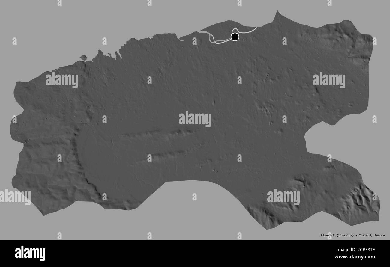 Shape of Limerick, county of Ireland, with its capital isolated on a ...