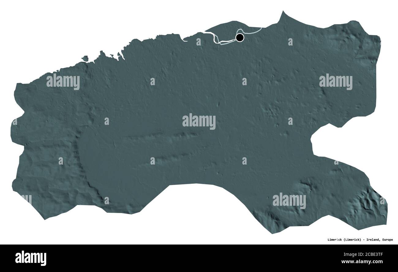 Shape of Limerick, county of Ireland, with its capital isolated on ...