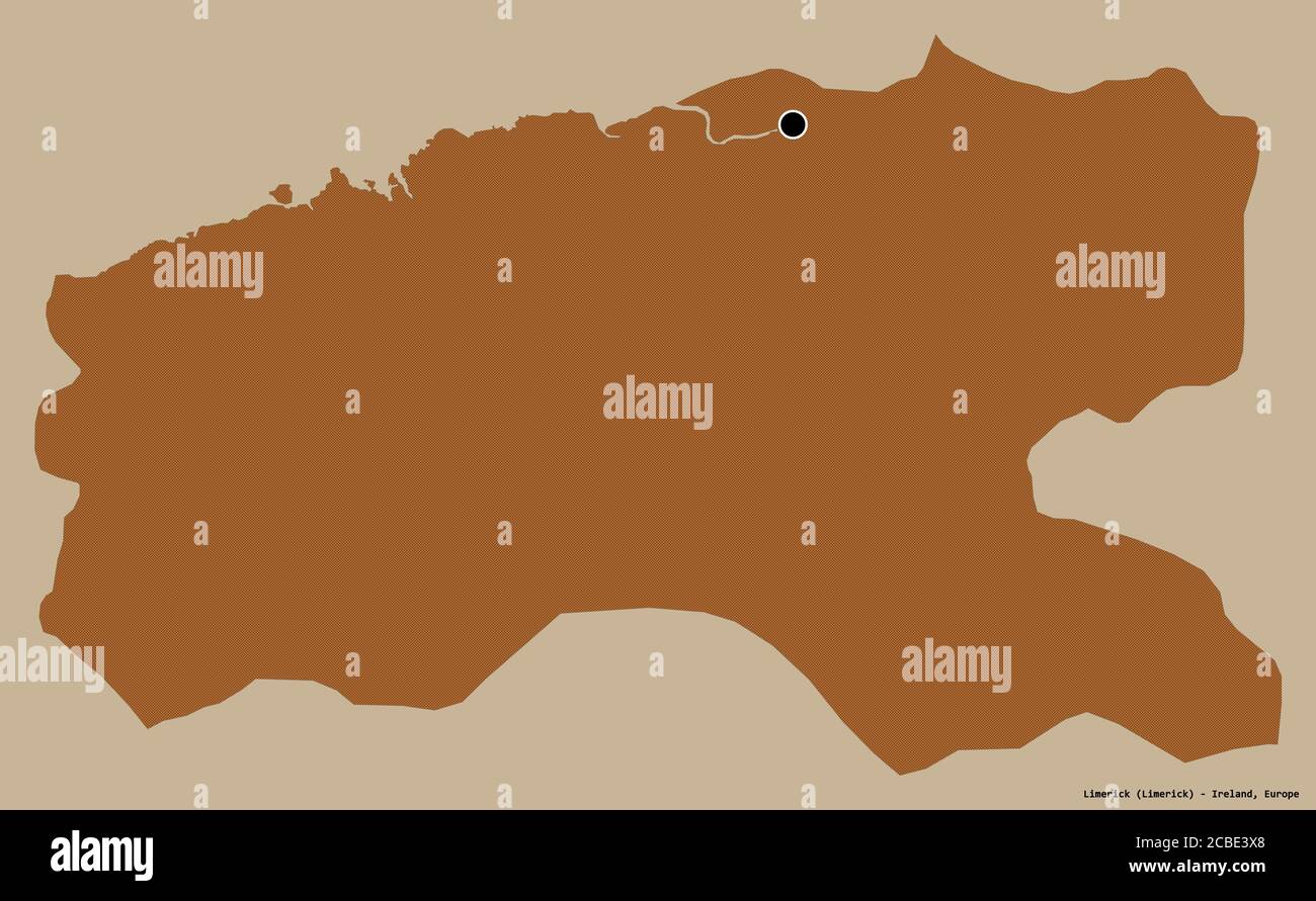 Shape of Limerick, county of Ireland, with its capital isolated on a ...