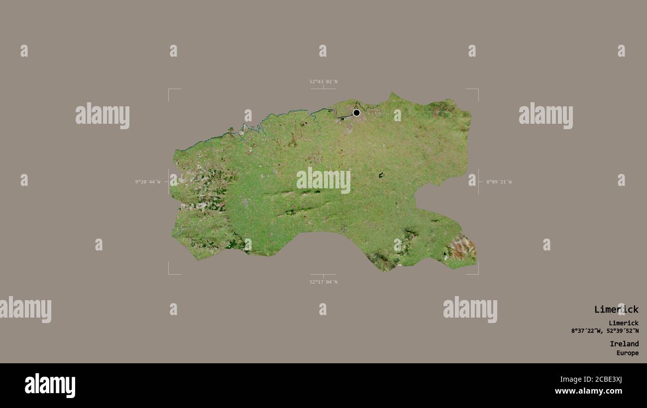 Area of Limerick, county of Ireland, isolated on a solid background in ...