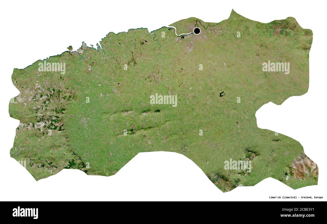 Shape of Limerick, county of Ireland, with its capital isolated on ...