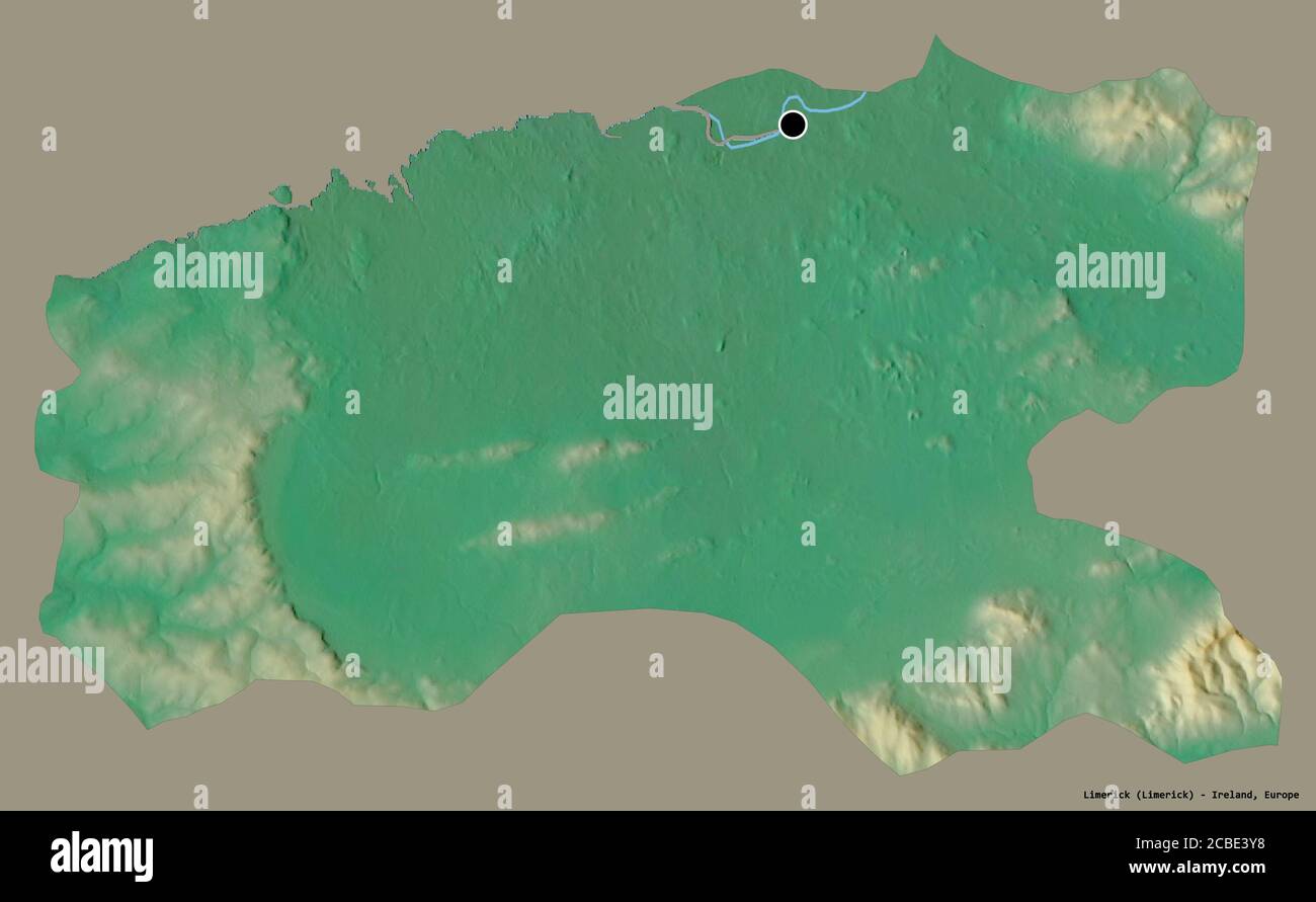 Shape of Limerick, county of Ireland, with its capital isolated on a ...