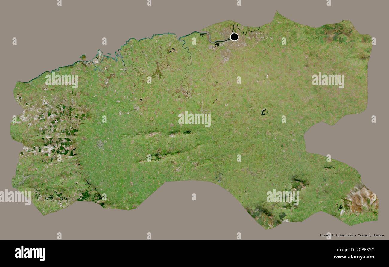 Shape of Limerick, county of Ireland, with its capital isolated on a ...