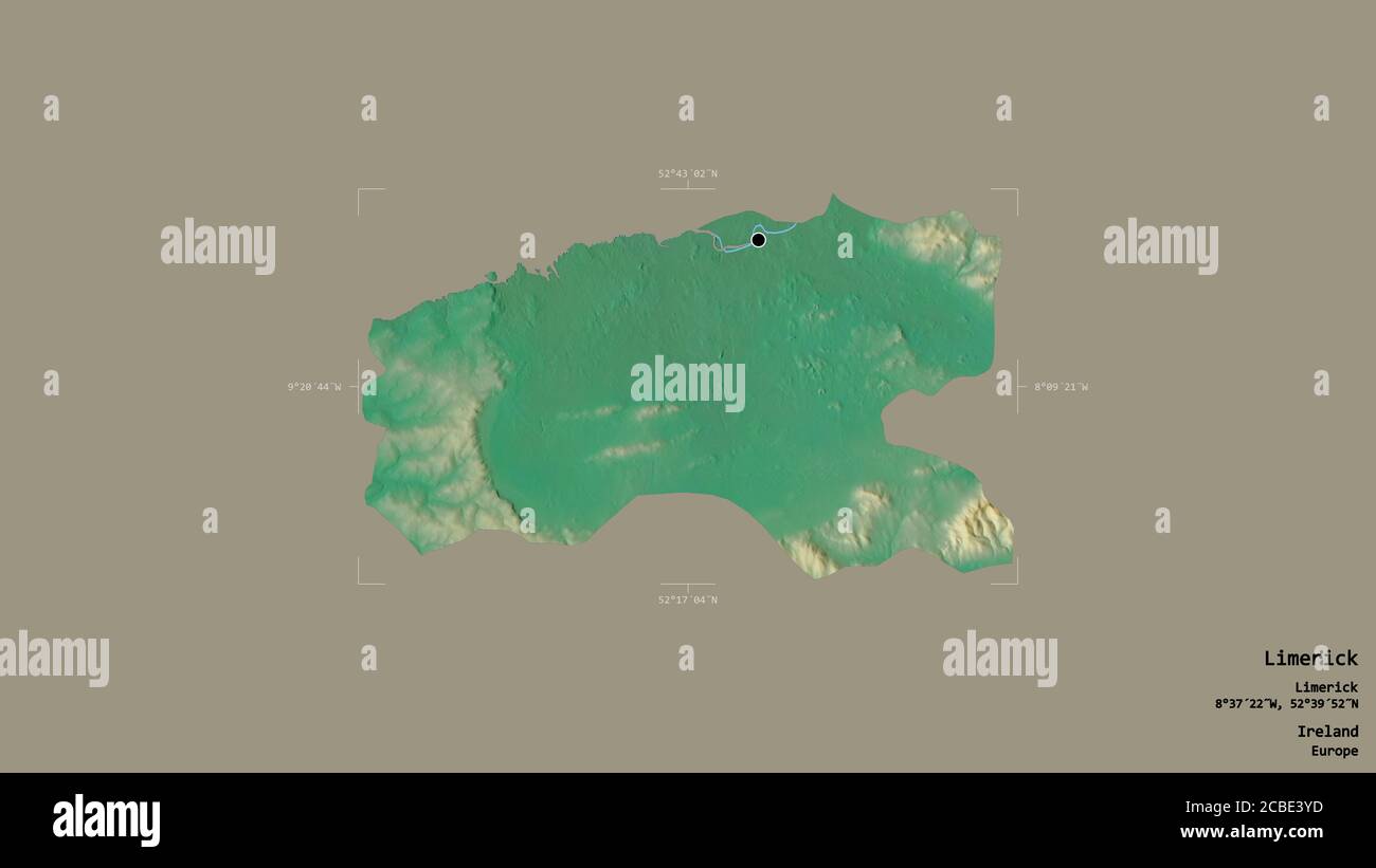 Area of Limerick, county of Ireland, isolated on a solid background in ...