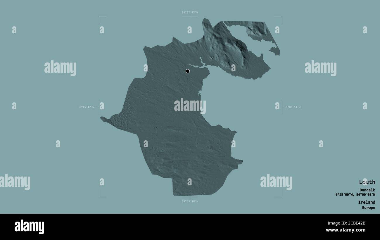 Area of Louth, county of Ireland, isolated on a solid background in a ...