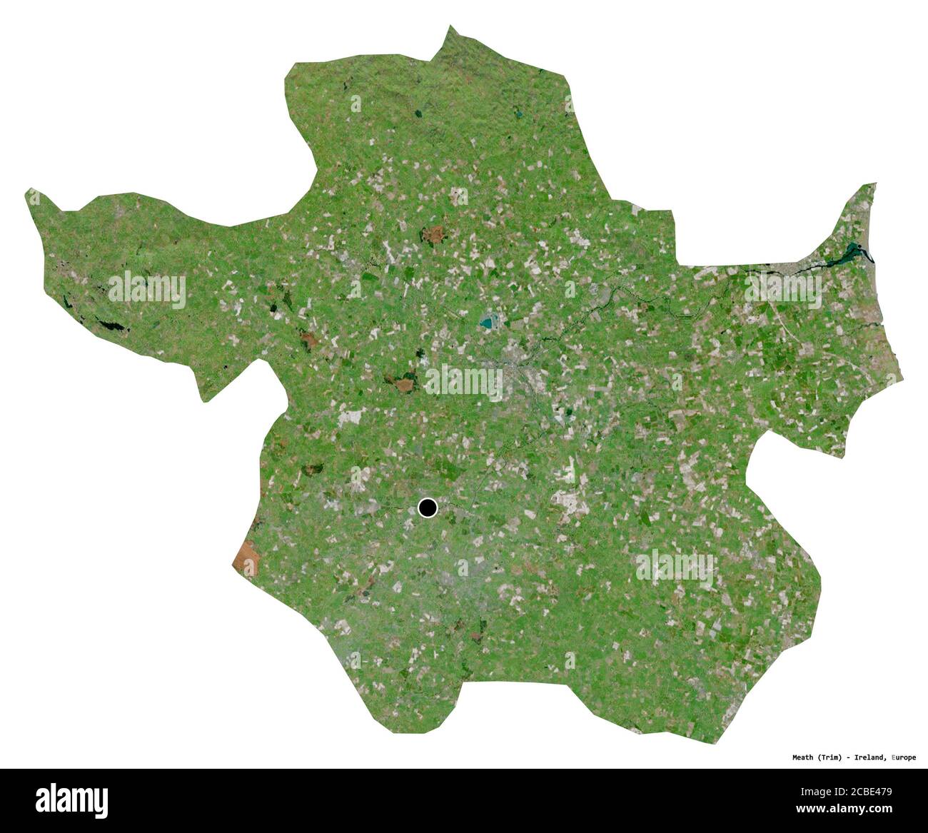 Shape of Meath, county of Ireland, with its capital isolated on white ...