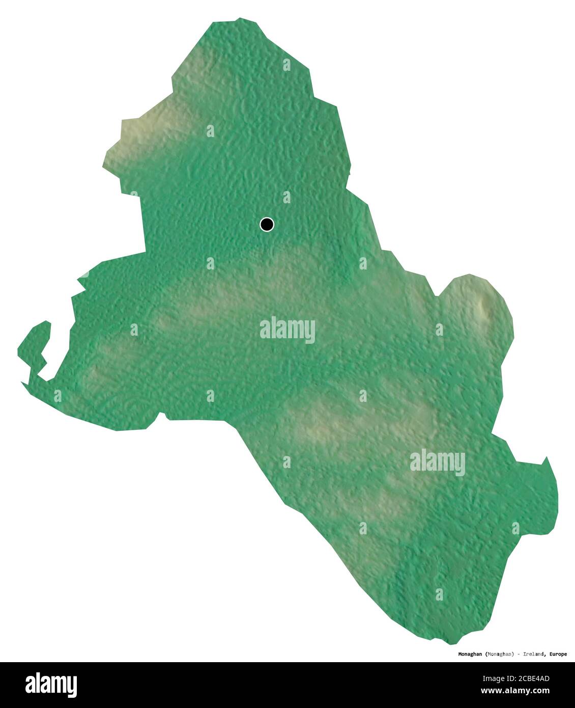 Shape of Monaghan, county of Ireland, with its capital isolated on ...
