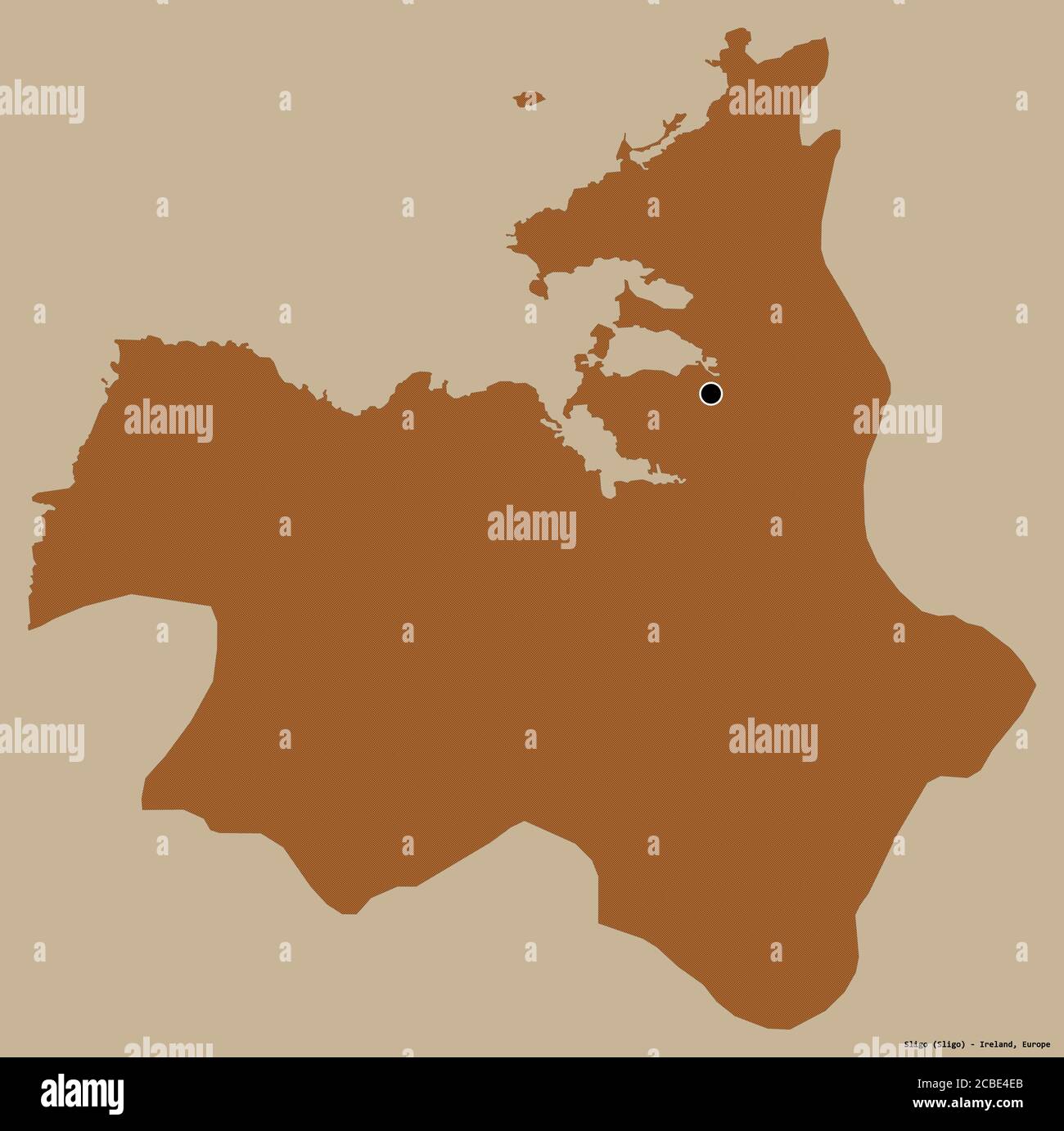 Shape of Sligo, county of Ireland, with its capital isolated on a solid ...