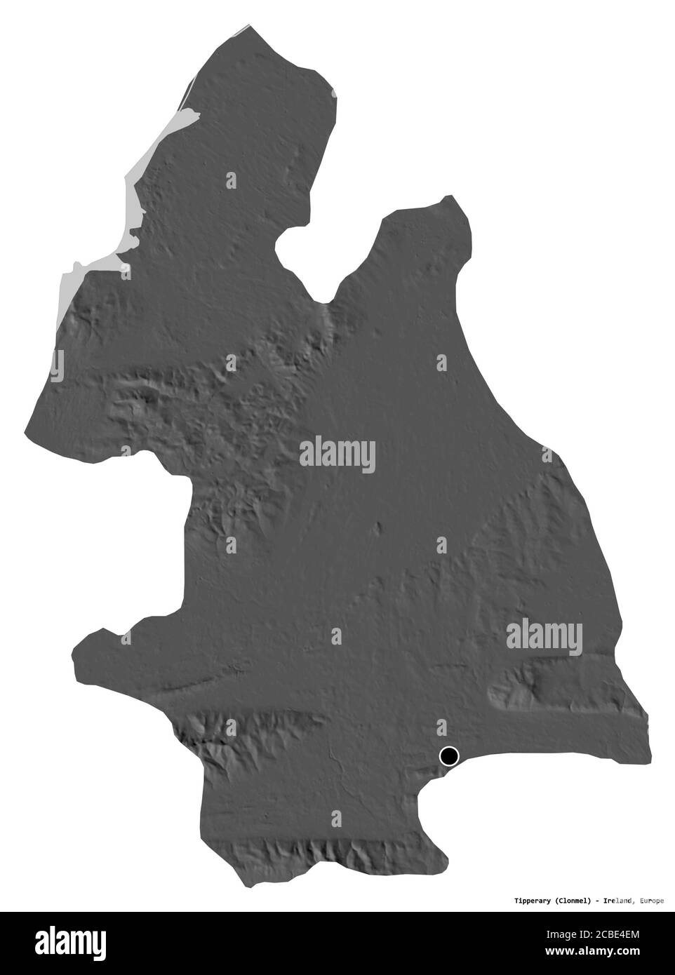 Shape of Tipperary, county of Ireland, with its capital isolated on ...
