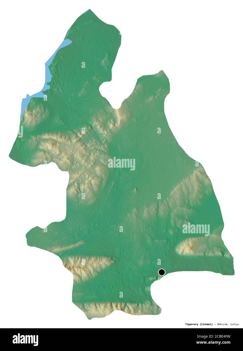 Shape of Tipperary, county of Ireland, with its capital isolated on ...