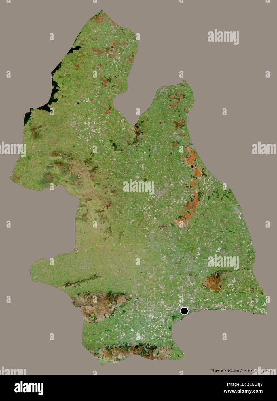 Shape of Tipperary, county of Ireland, with its capital isolated on a ...