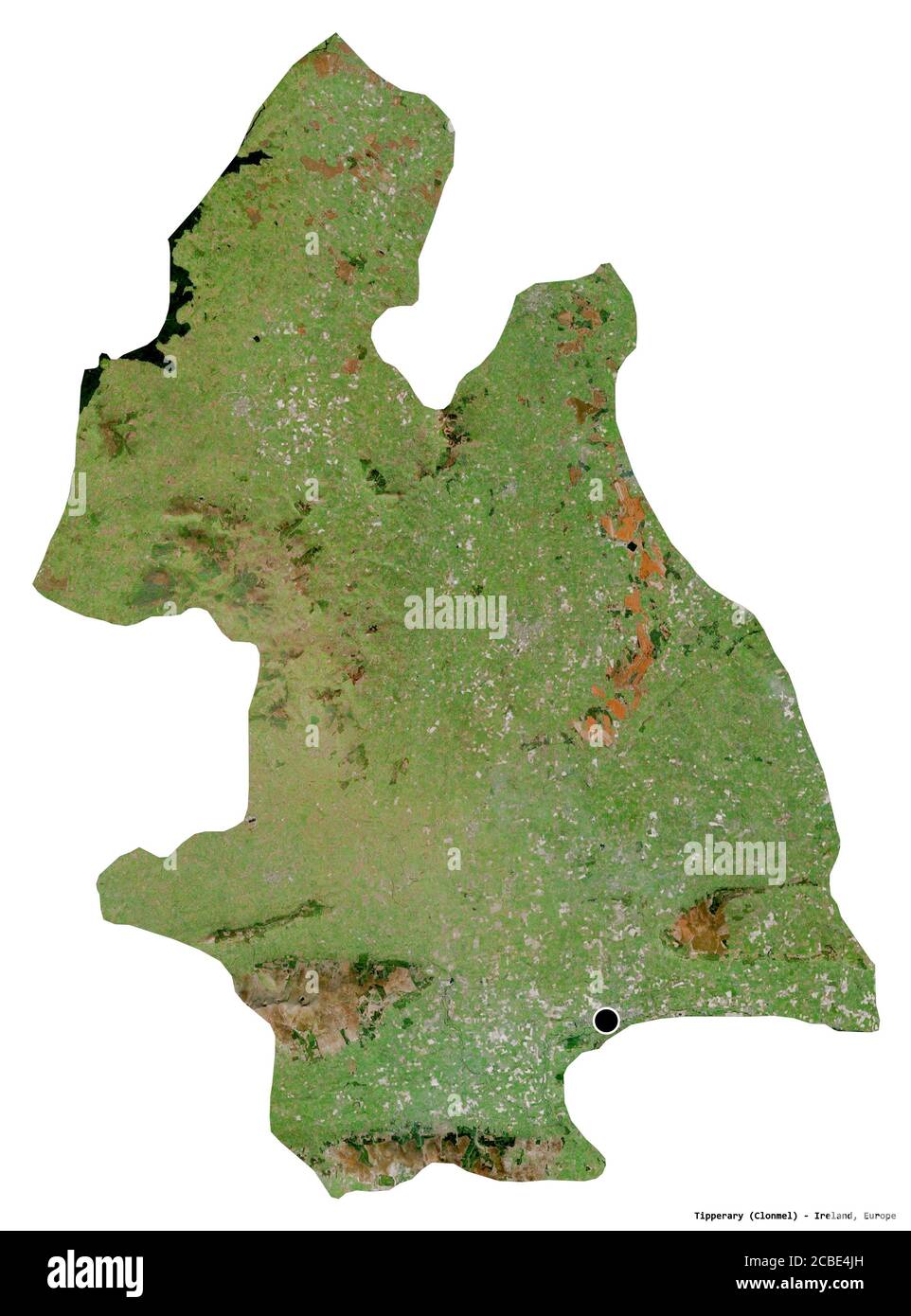 Shape of Tipperary, county of Ireland, with its capital isolated on ...