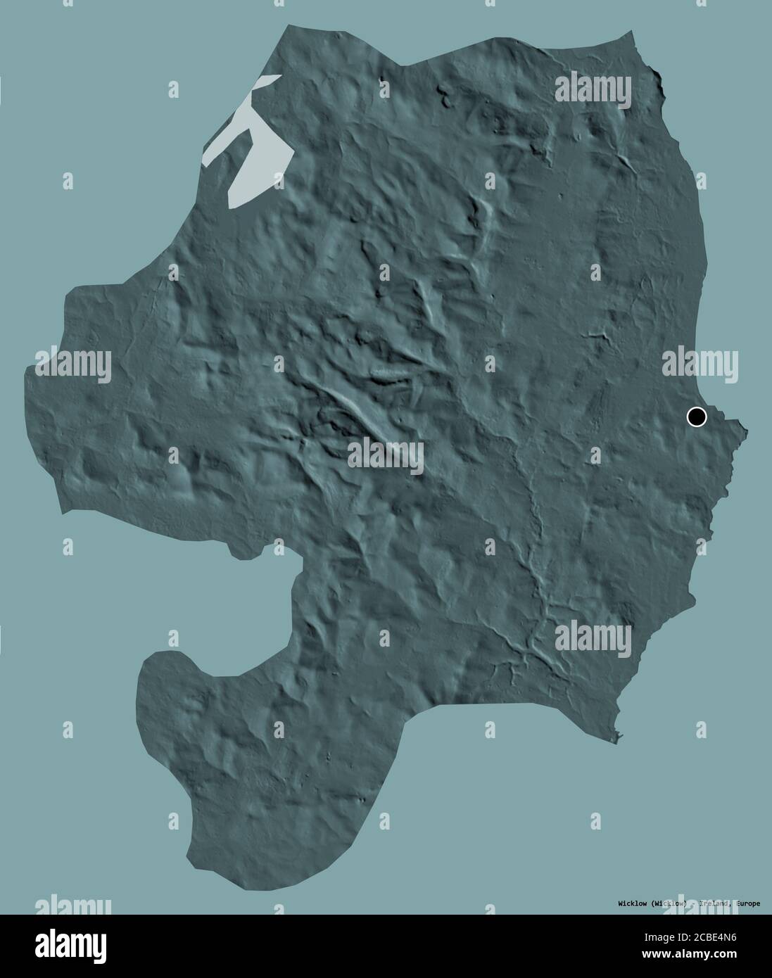 Shape of Wicklow, county of Ireland, with its capital isolated on a ...