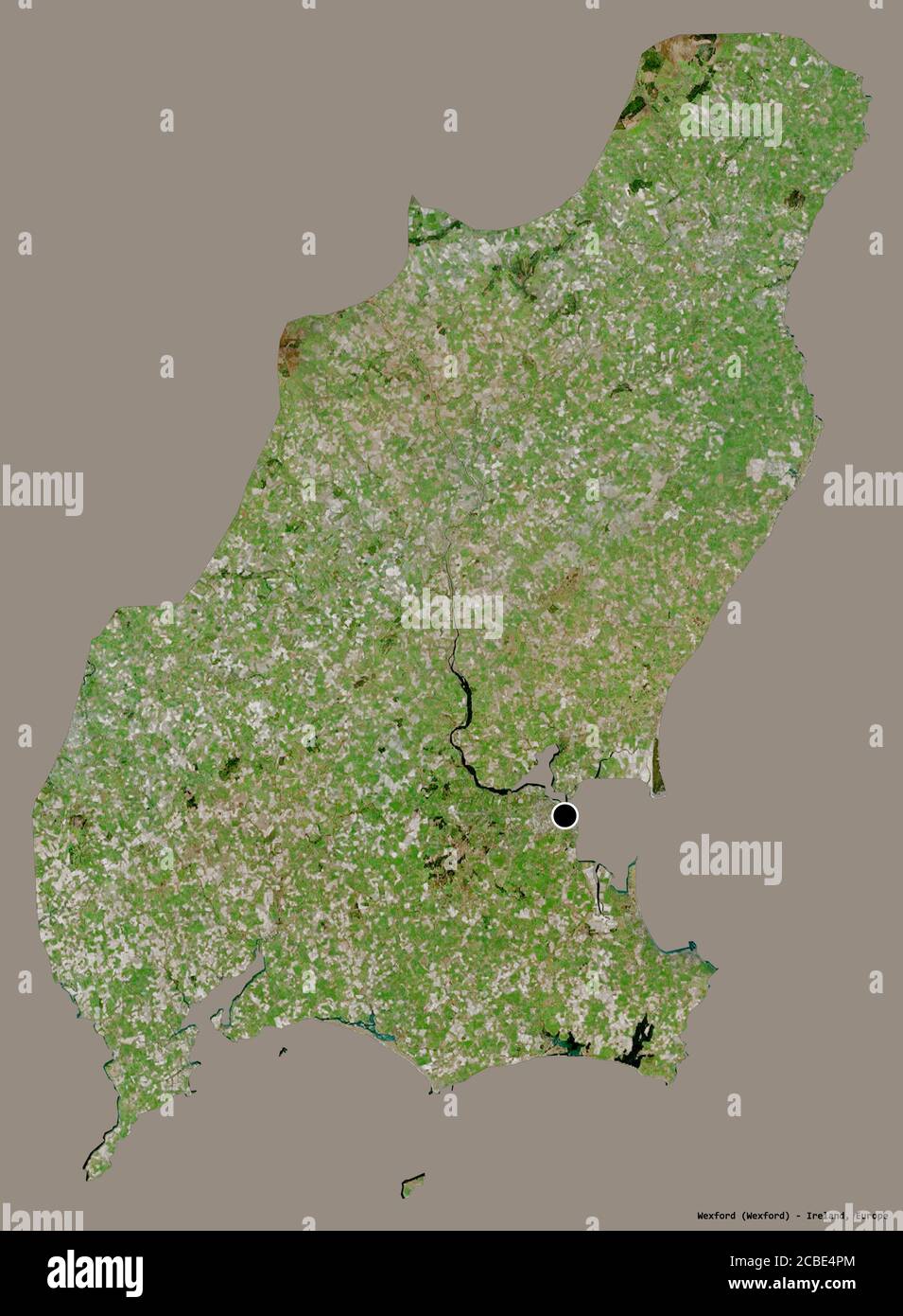 Shape of Wexford, county of Ireland, with its capital isolated on a ...
