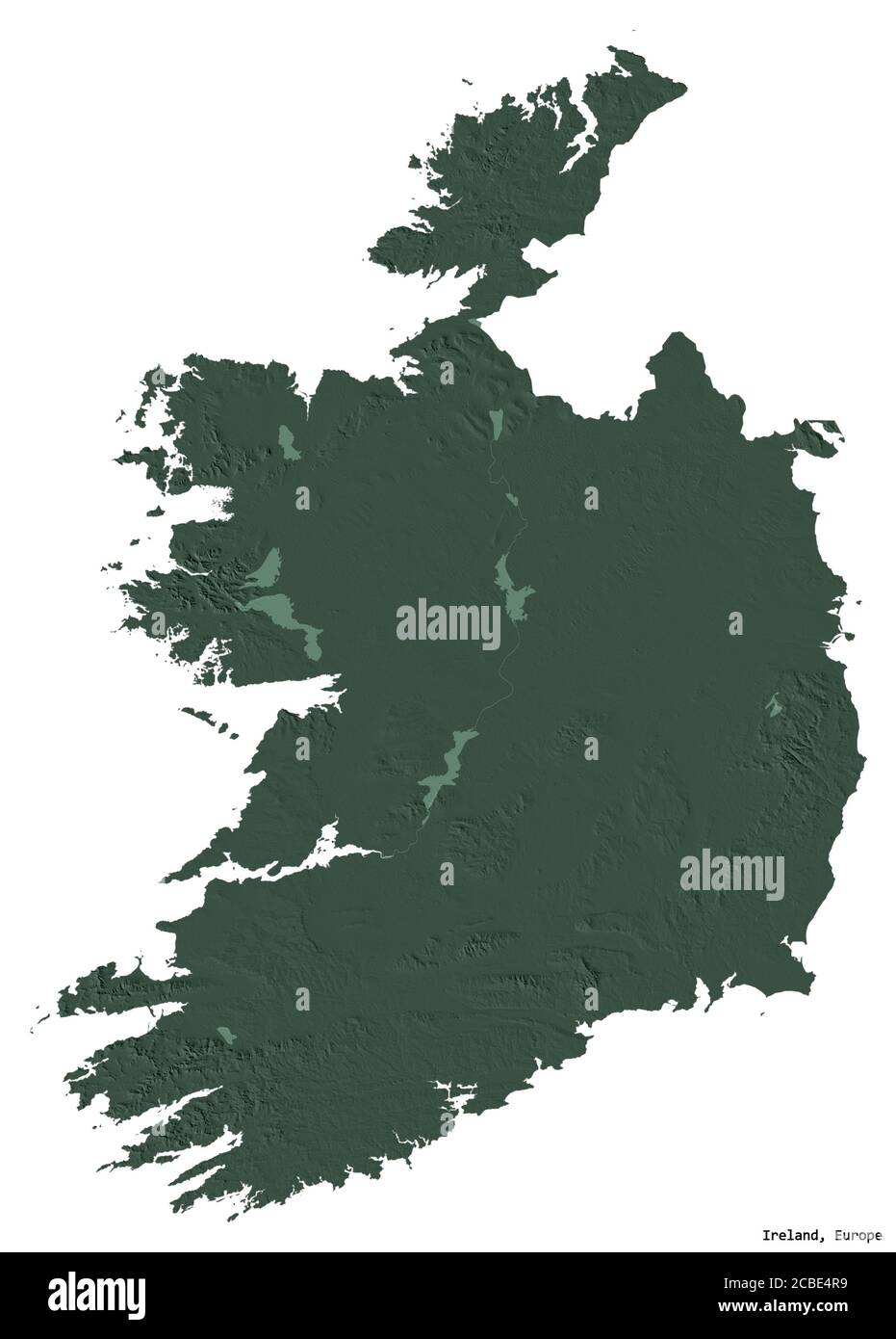 Shape of Ireland with its capital isolated on white background. Colored ...
