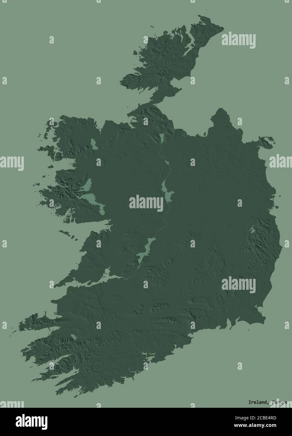 Shape of Ireland with its capital isolated on a solid color background ...