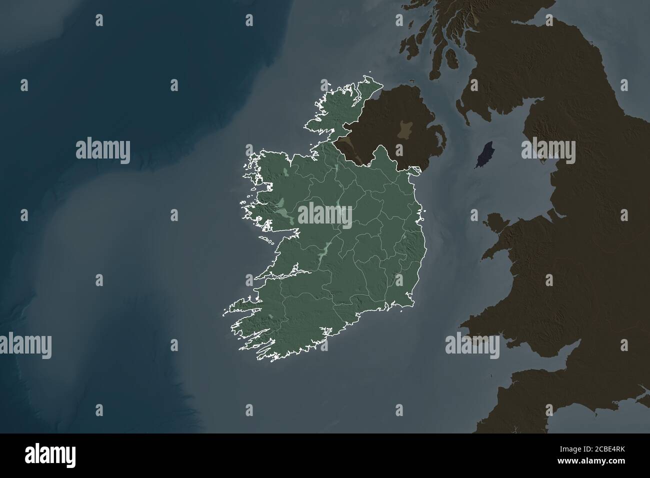 Shape of Ireland separated by the desaturation of neighboring areas ...