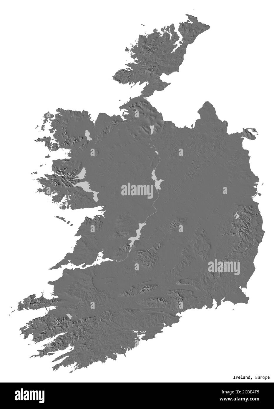 Shape of Ireland with its capital isolated on white background. Bilevel ...