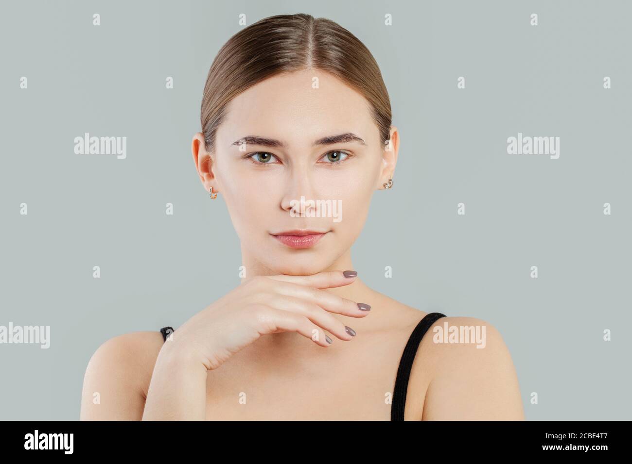 Cute female model face with healthy skin portrait Stock Photo - Alamy