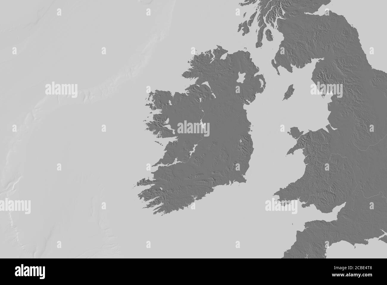 Extended area of Ireland. Bilevel elevation map. 3D rendering Stock ...