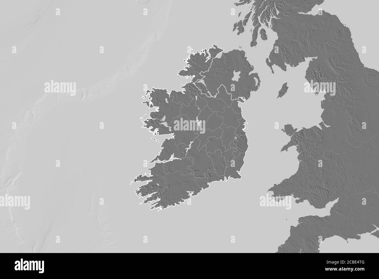 Extended area of Ireland with country outline, international and ...