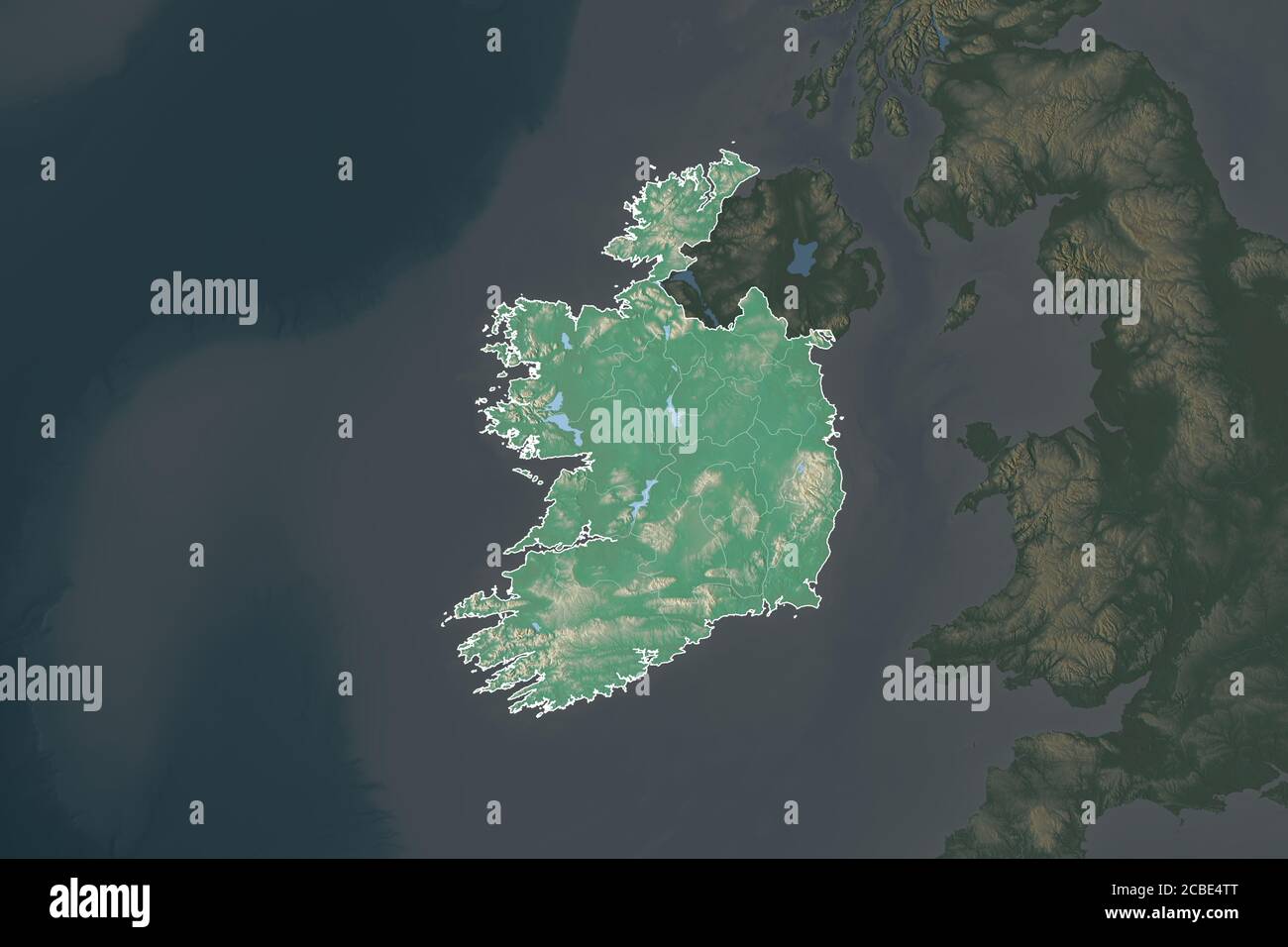 Shape of Ireland separated by the desaturation of neighboring areas ...
