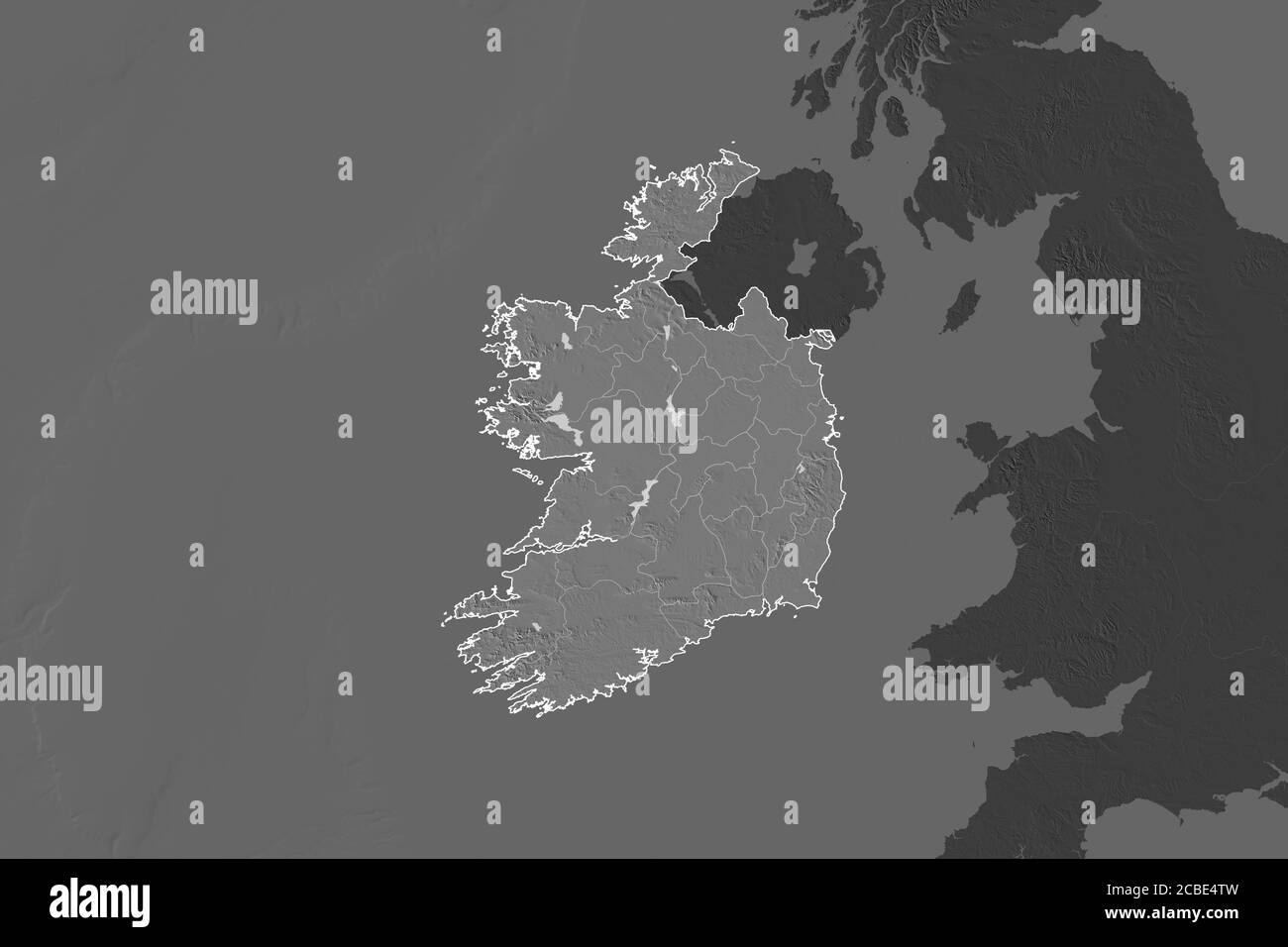 Shape of Ireland separated by the desaturation of neighboring areas ...