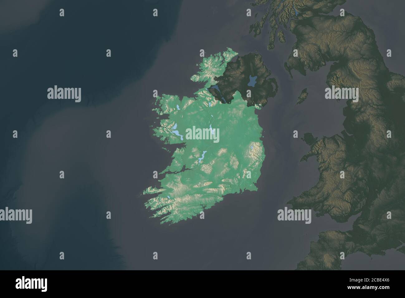 Shape of Ireland separated by the desaturation of neighboring areas ...