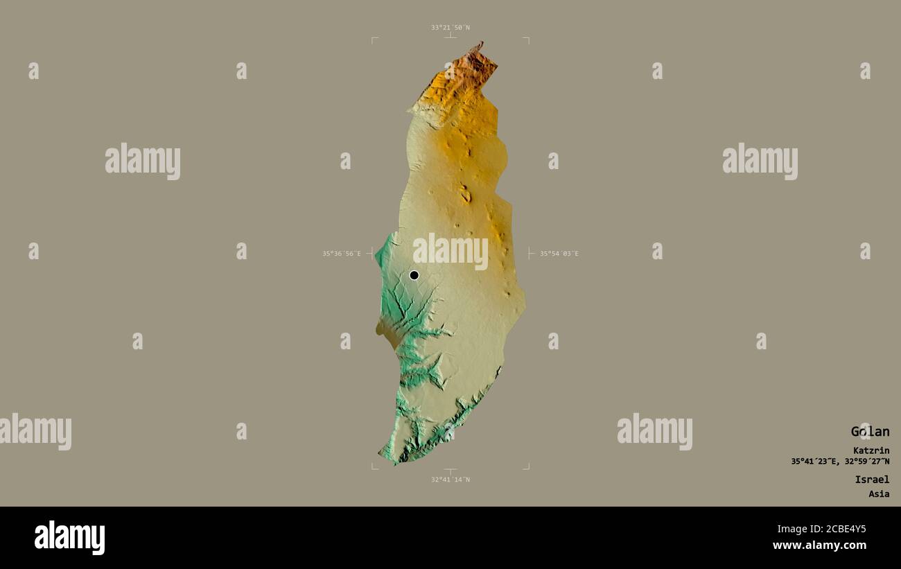 Area of Golan, district of Israel, isolated on a solid background in a ...