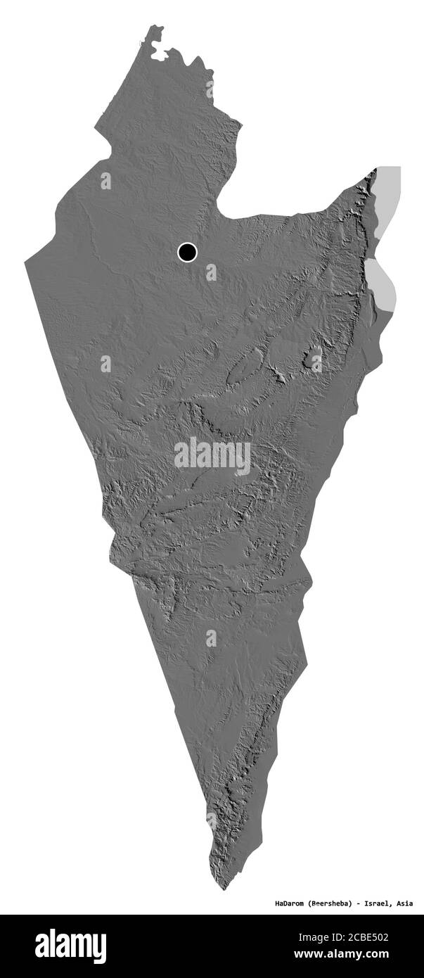 Shape of HaDarom, district of Israel, with its capital isolated on ...