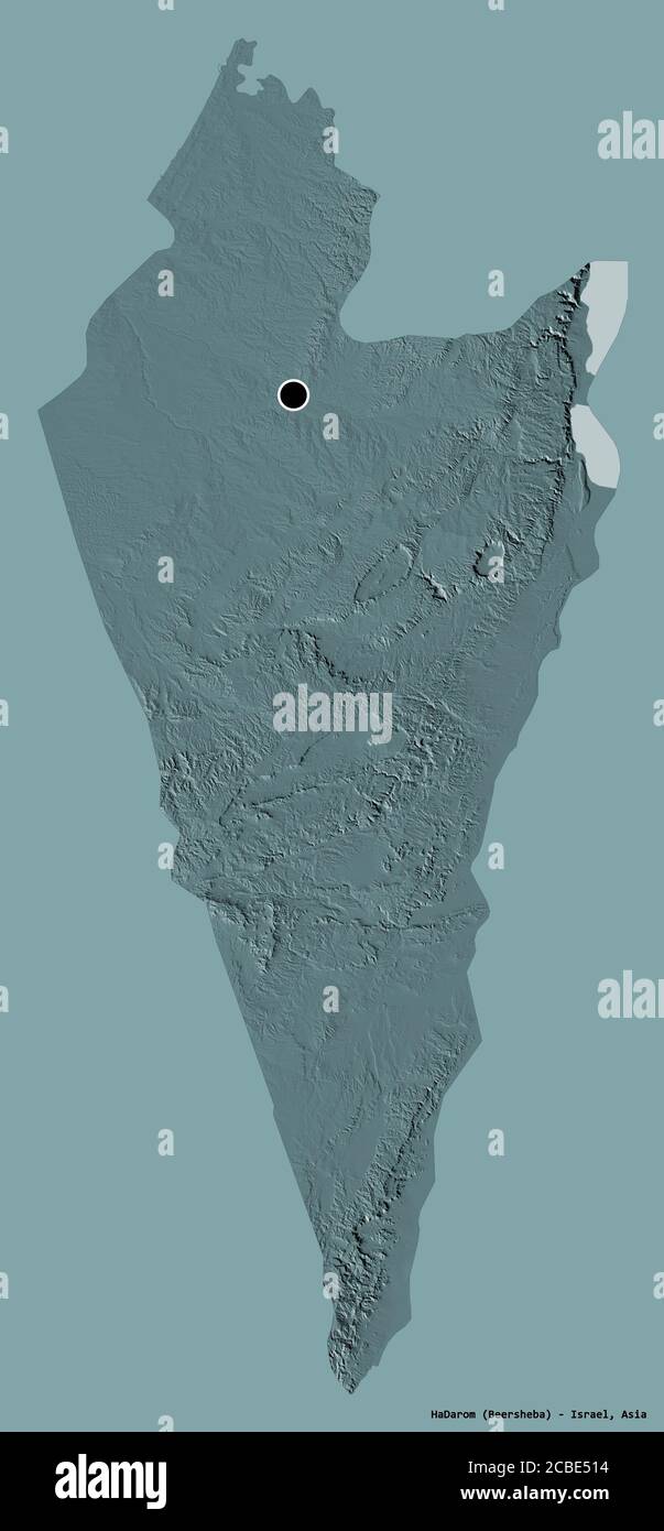 Shape of HaDarom, district of Israel, with its capital isolated on a ...