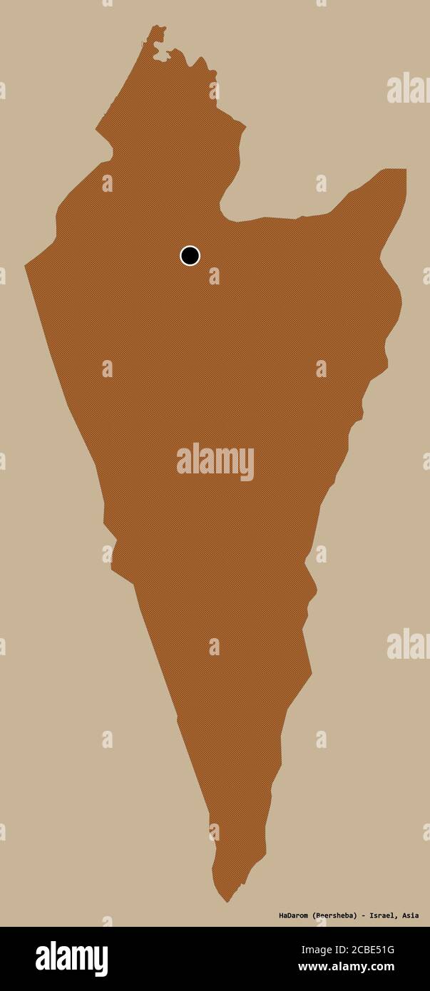 Shape of HaDarom, district of Israel, with its capital isolated on a ...