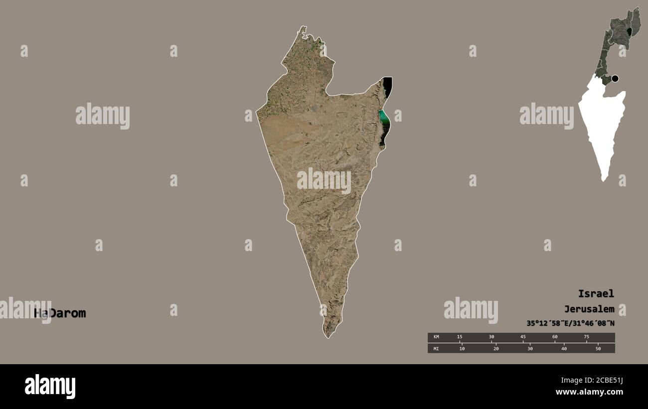 Shape of HaDarom, district of Israel, with its capital isolated on ...