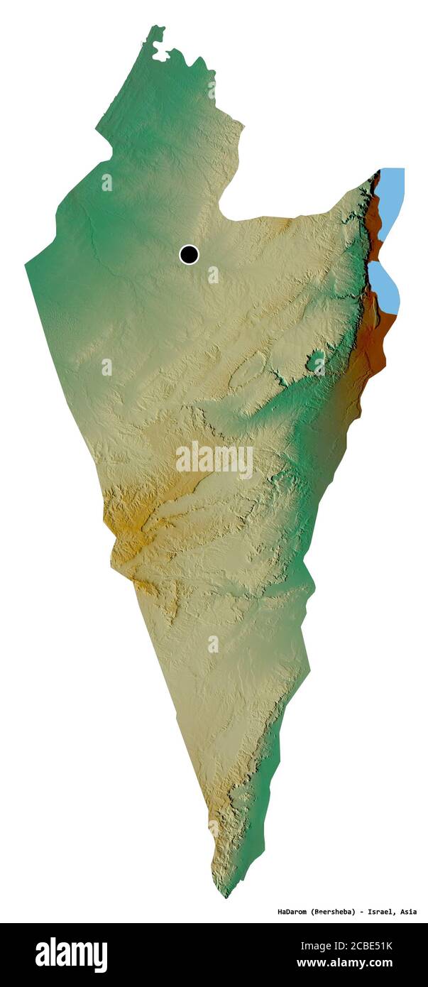 Shape of HaDarom, district of Israel, with its capital isolated on ...