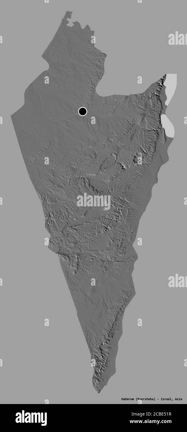 Shape of HaDarom, district of Israel, with its capital isolated on a ...
