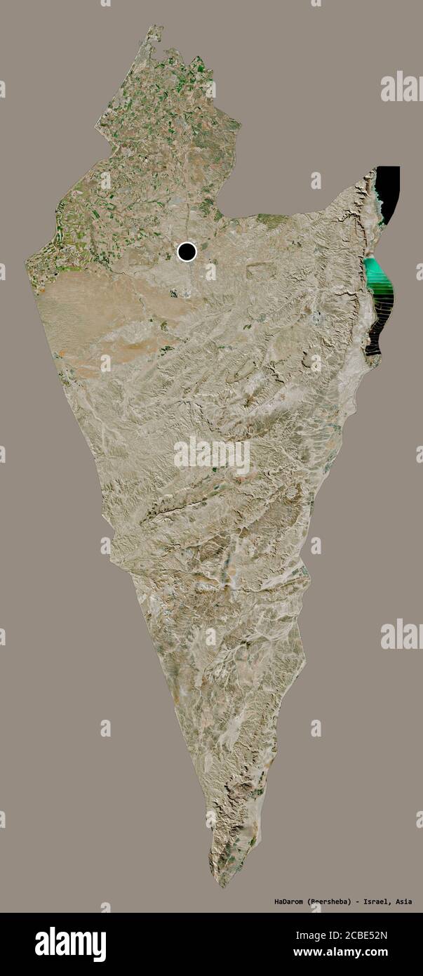 Shape of HaDarom, district of Israel, with its capital isolated on a ...