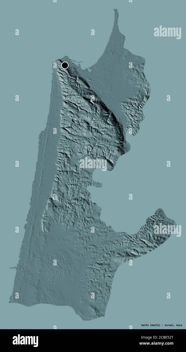 Shape of Haifa, district of Israel, with its capital isolated on a ...