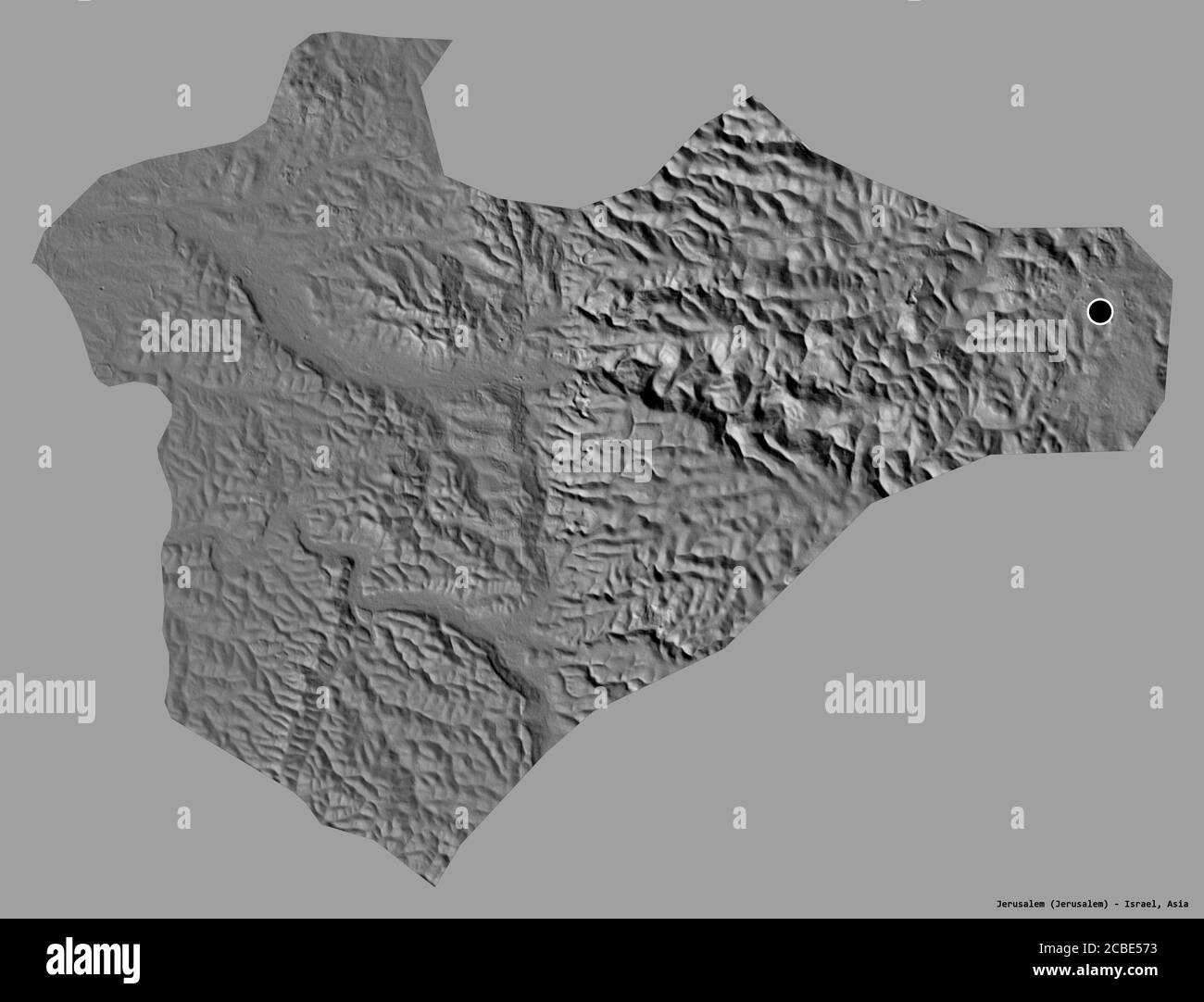 Shape of Jerusalem, district of Israel, with its capital isolated on a ...