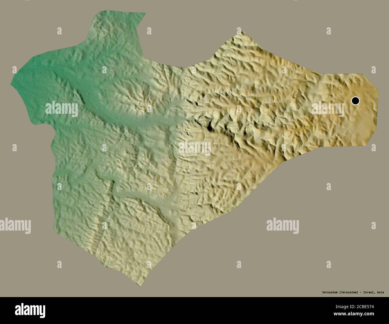 Shape of Jerusalem, district of Israel, with its capital isolated on a ...