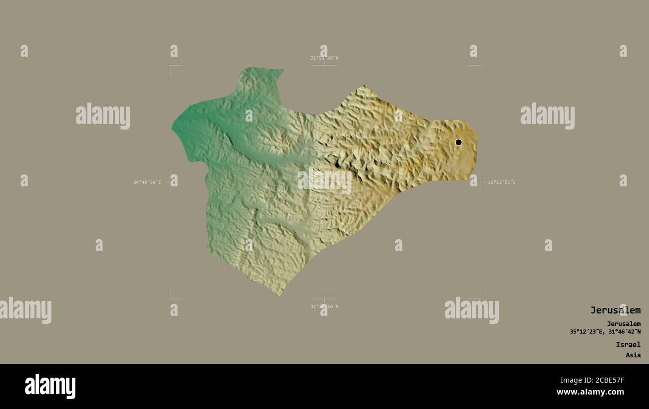 Area of Jerusalem, district of Israel, isolated on a solid background ...