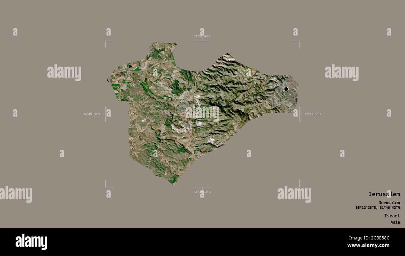 Area of Jerusalem, district of Israel, isolated on a solid background ...