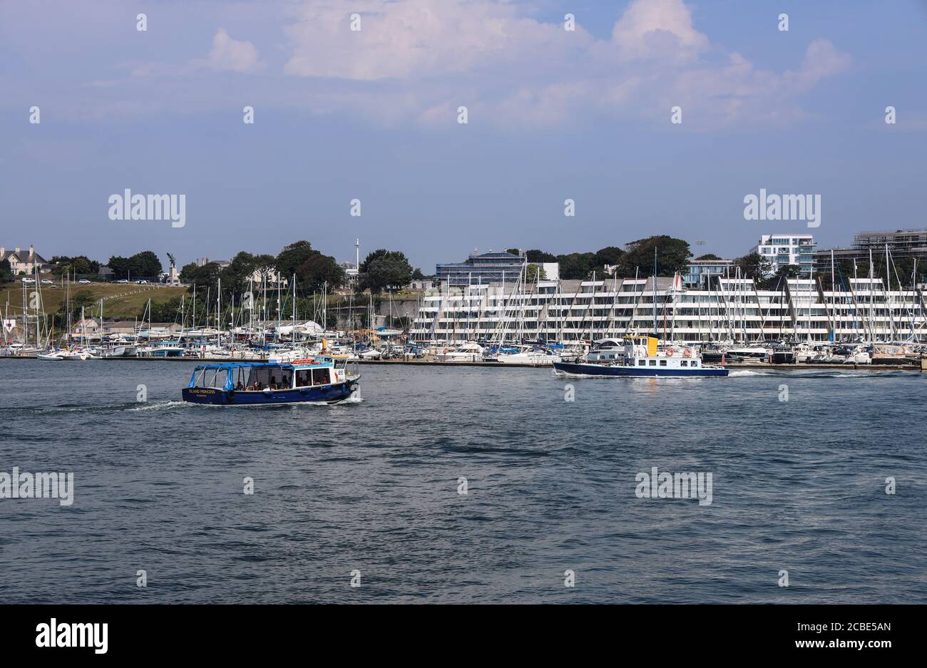 The Edgcumbe Belle Cremyll Ferry crossing the River Tamar from Plymouth ...