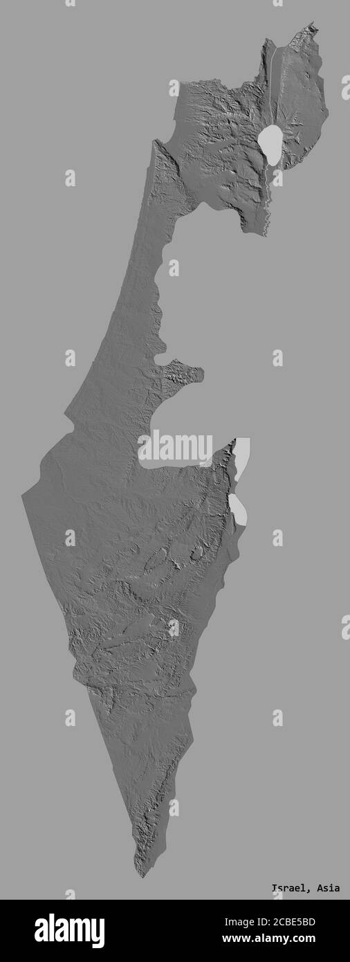 Shape of Israel with its capital isolated on a solid color background ...