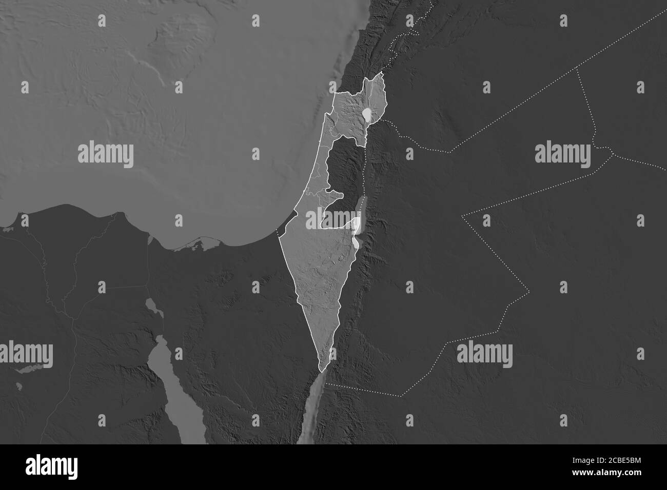 Shape of Israel separated by the desaturation of neighboring areas ...