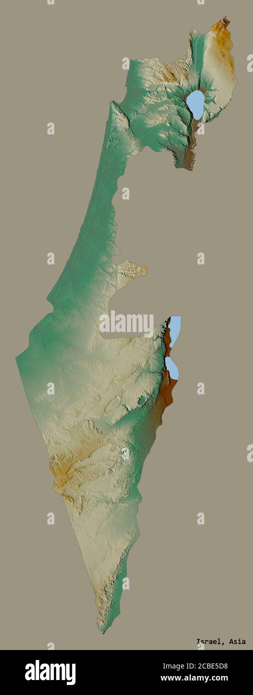Shape of Israel with its capital isolated on a solid color background ...