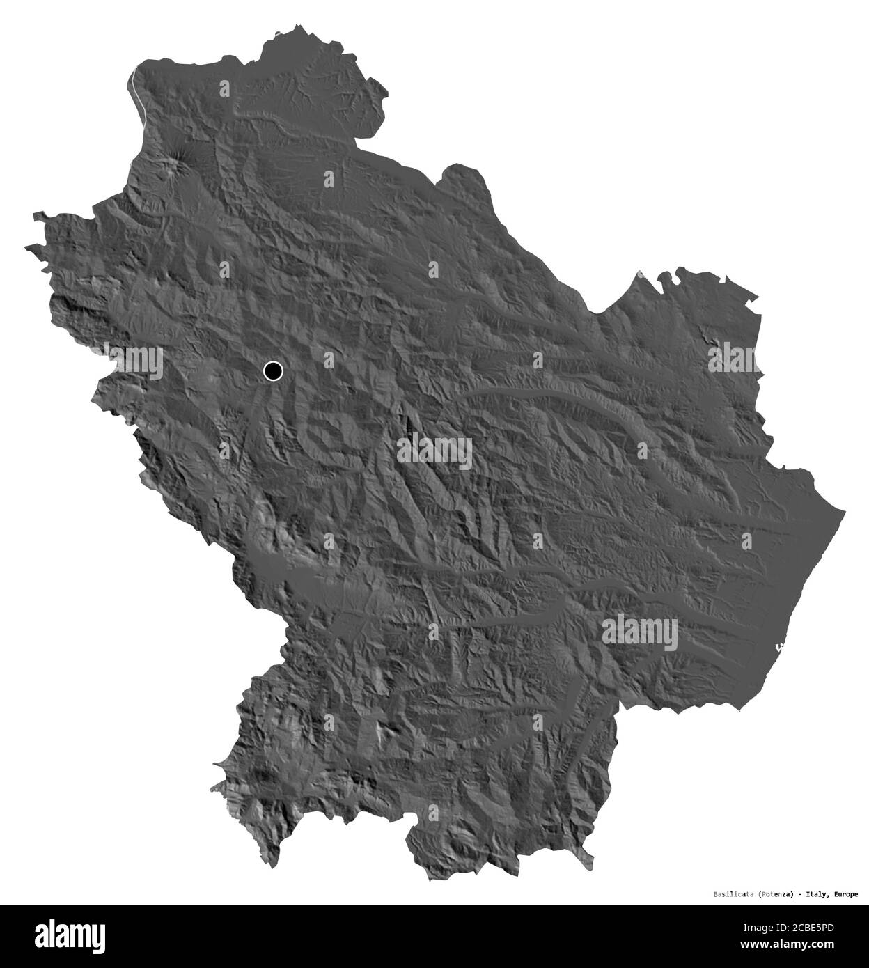 Shape of Basilicata, region of Italy, with its capital isolated on ...