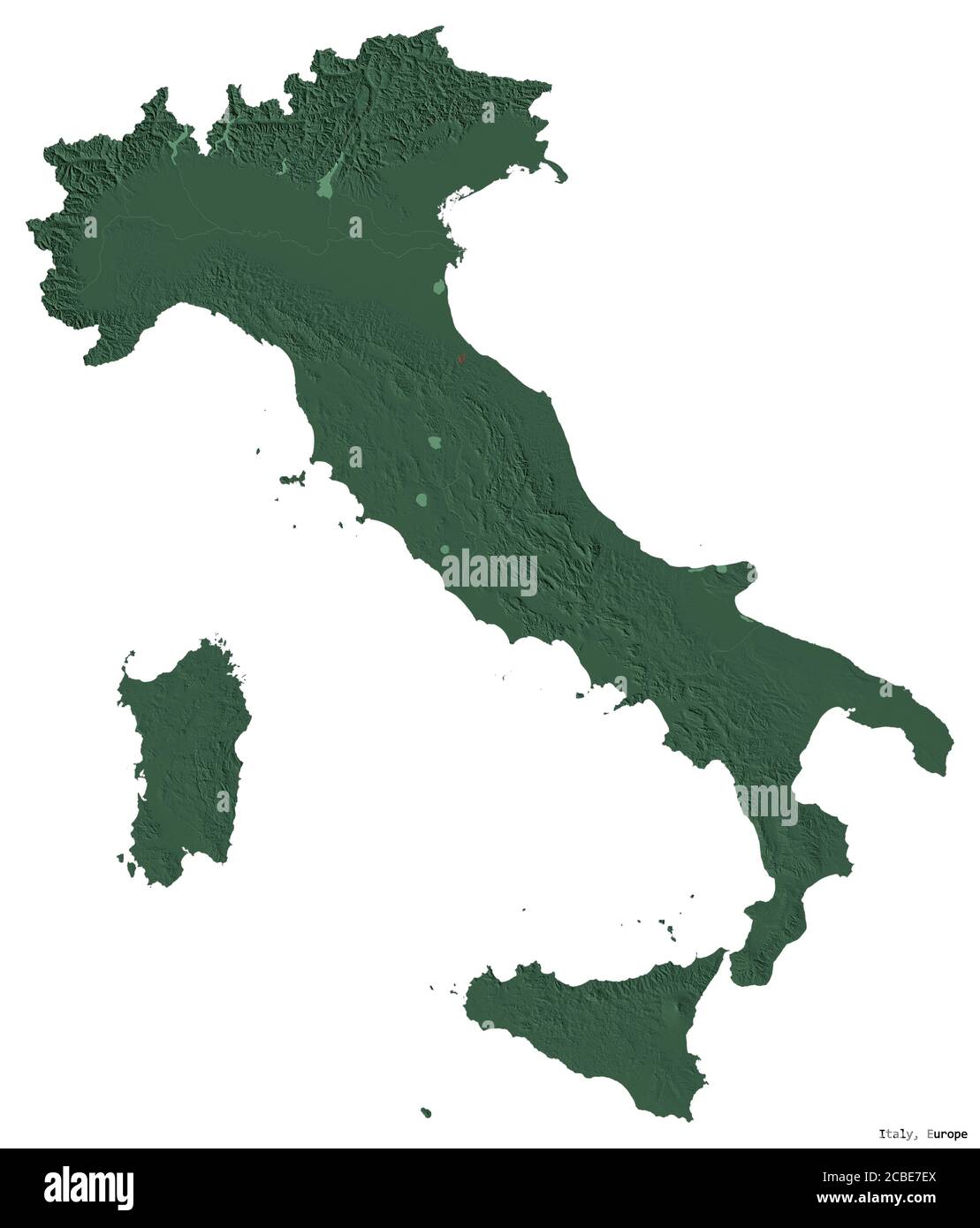 Shape of Italy with its capital isolated on white background. Colored ...