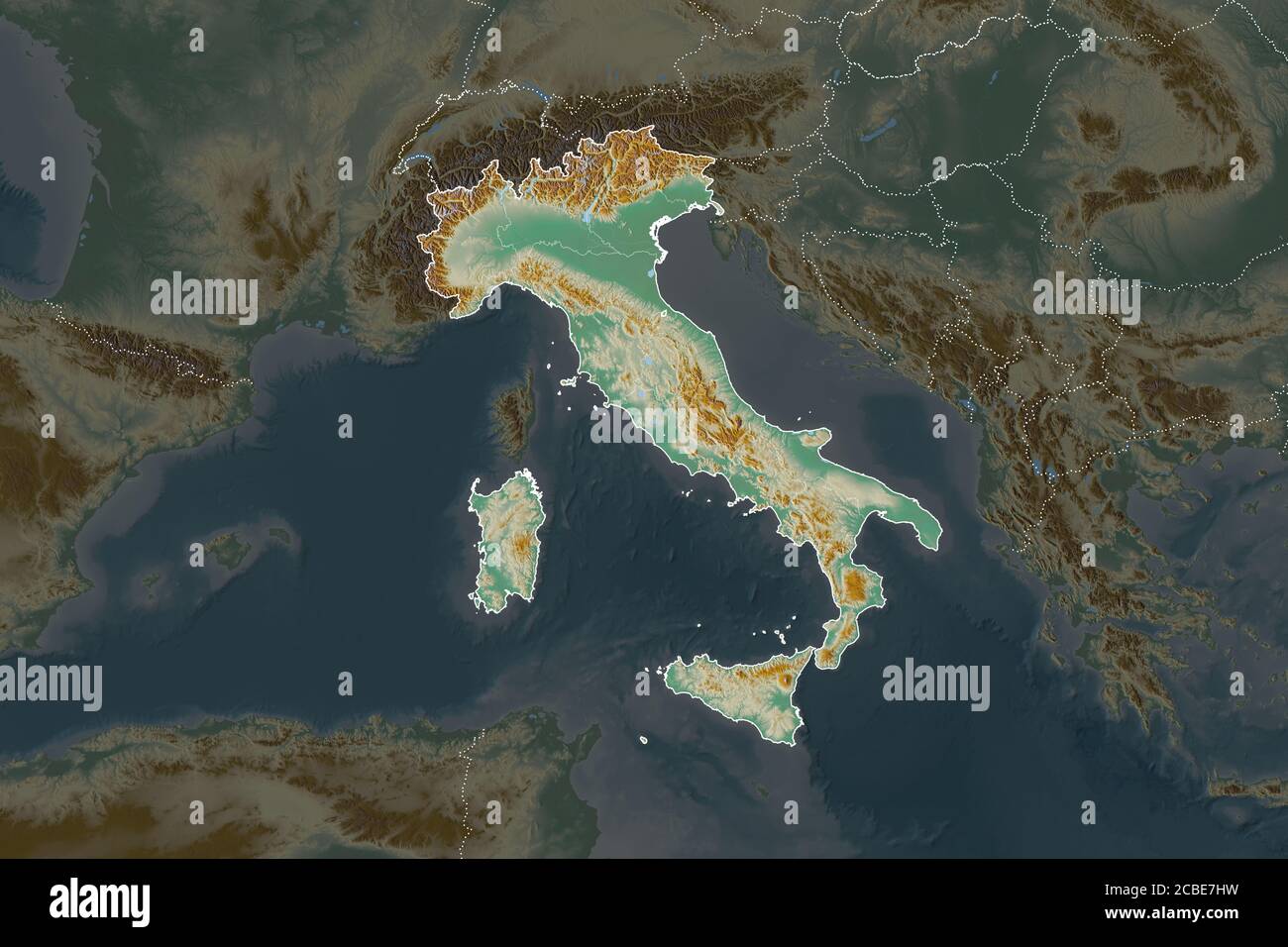 Map italy relief atlas hi-res stock photography and images - Alamy